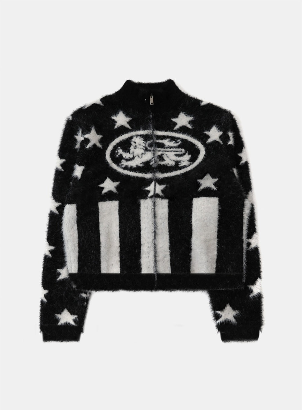 [w-jkt25-059] Star Lion Mohair Track Zip-Up - Black – BADBLOOD TAIWAN